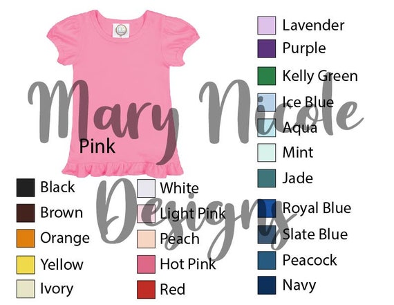 Every Color Color Chart Ruffle Tee Shirt Color Chart Blanks - Etsy