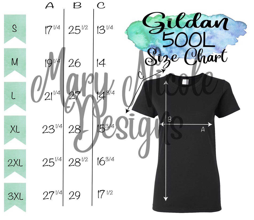 Gildan G500l Size Chart T-shirt Mockup Flat Lay - Etsy