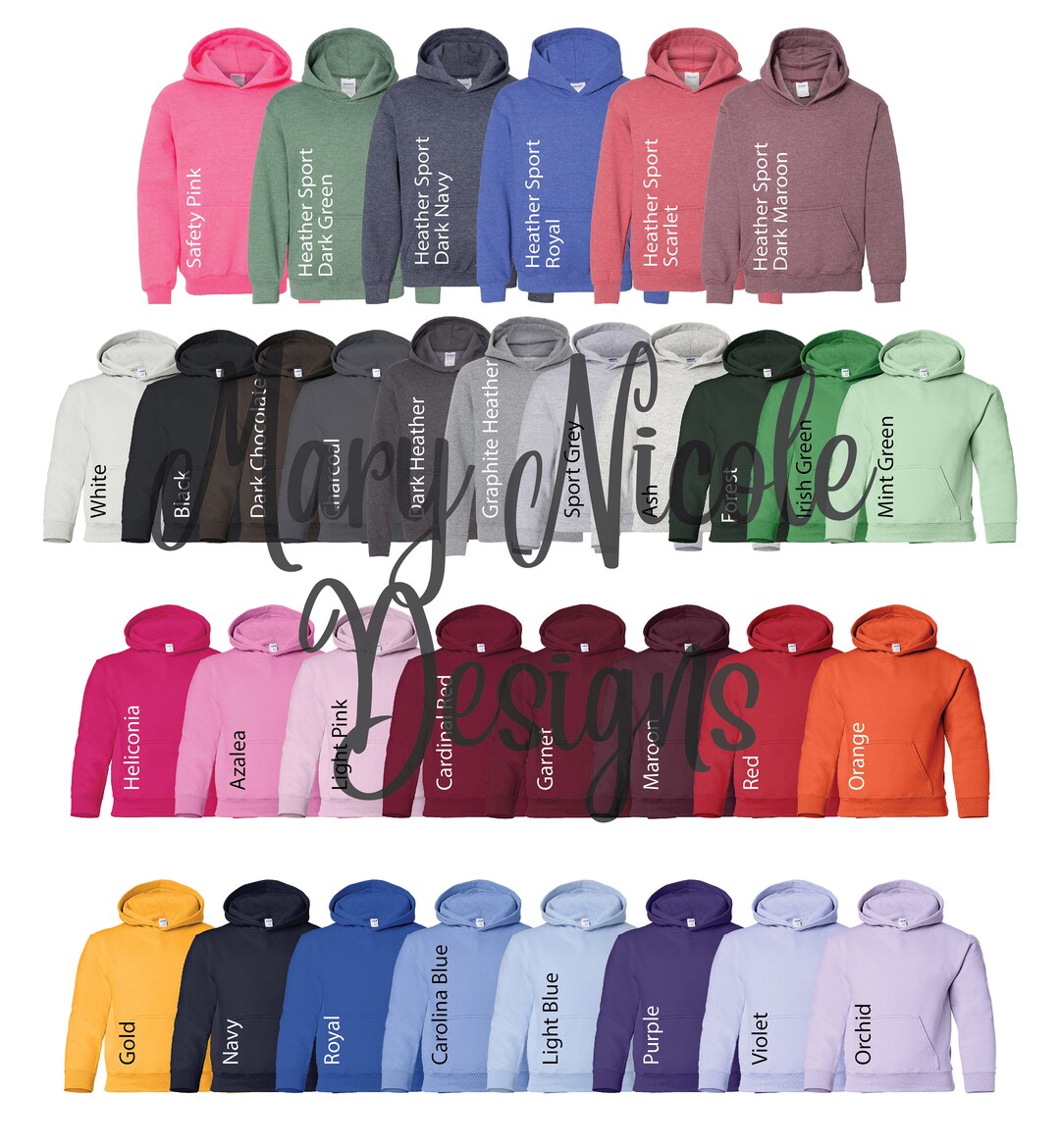 Gildan 185B Unisex Jersey Color Chart // Etsy Color Chart // Sweatshirt ...