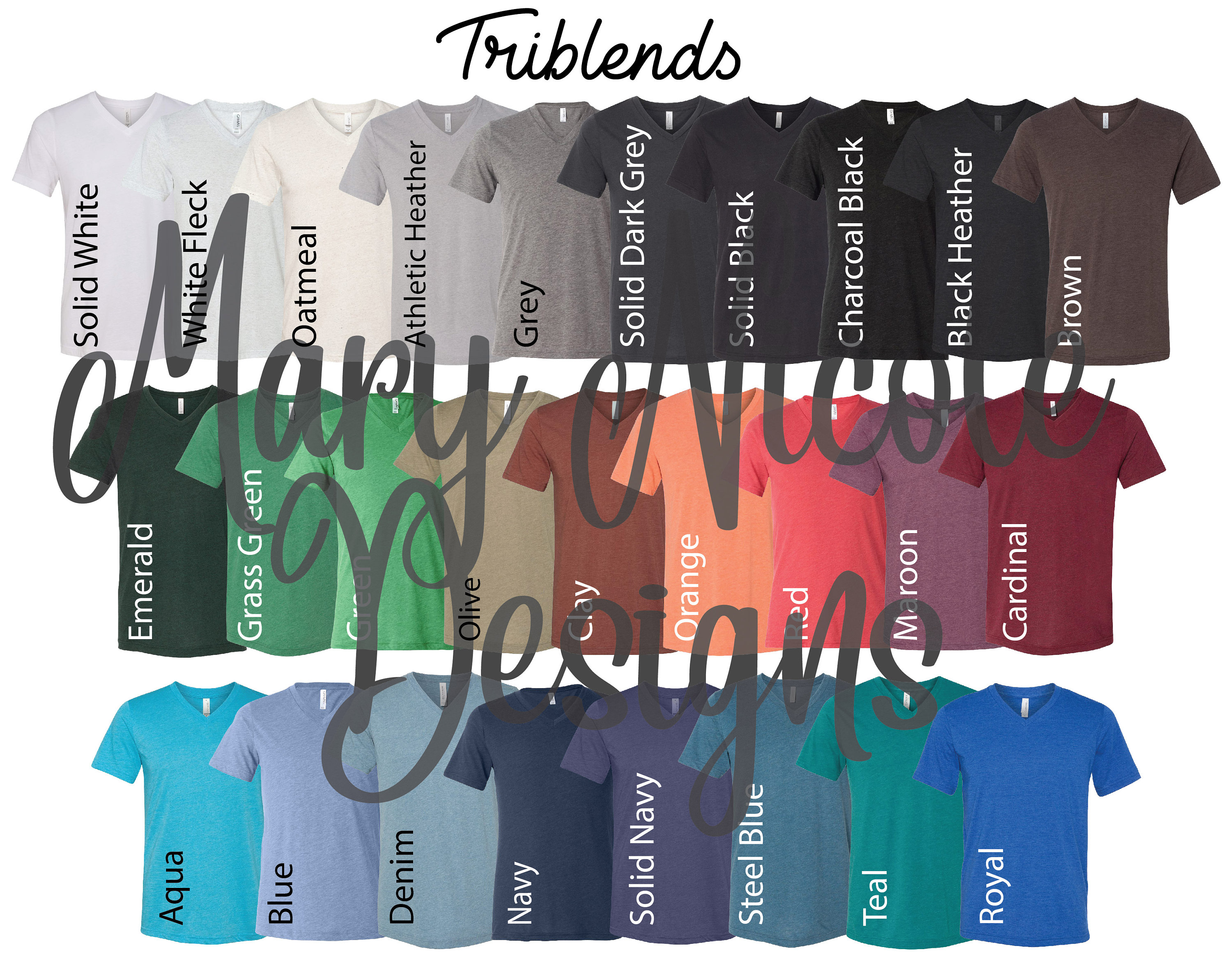 Every Color Digital File Shirt Color Chart // Bella and Canvas | Etsy