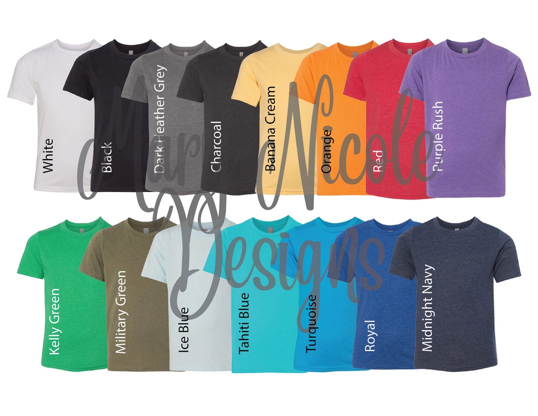 3312 Youth Digital File Shirt Color Chart // Next Level Tshirt Color ...
