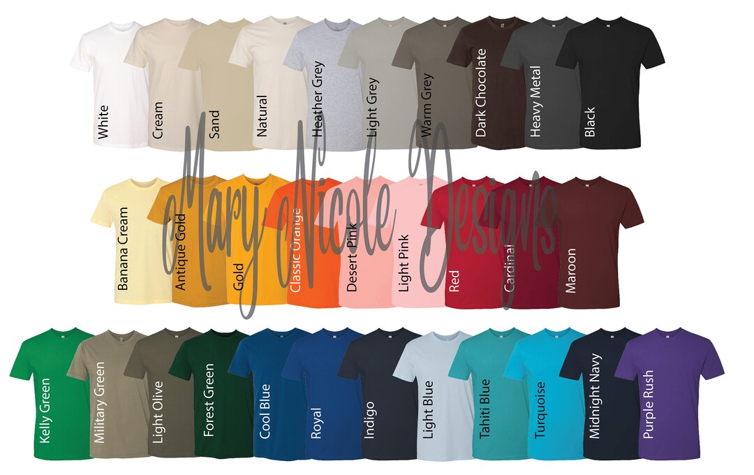 Next Level 3600 Digital File Shirt Color Chart // Next Level Shirt ...
