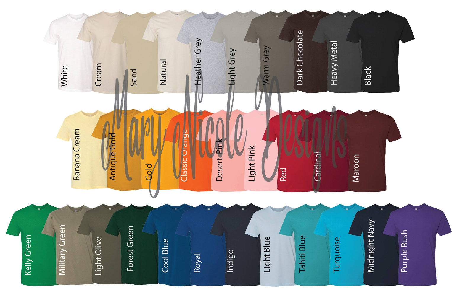 Next Level 3600 Digital File Shirt Color Chart // Next Level Shirt ...