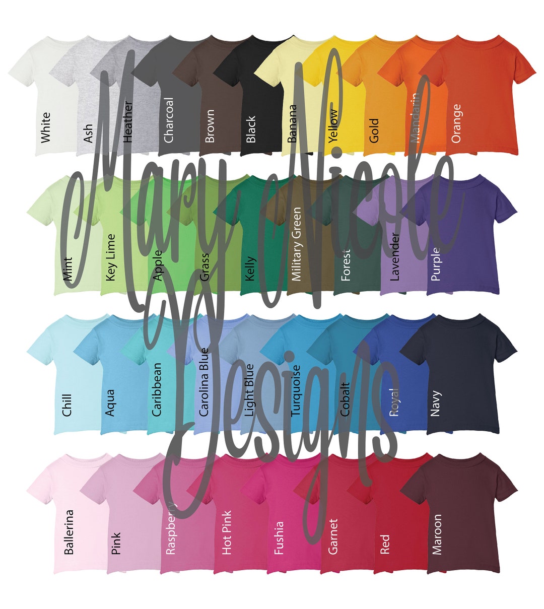 Every Color Digital File Shirt Color Chart // Rabbit Skins 3401 Infant ...