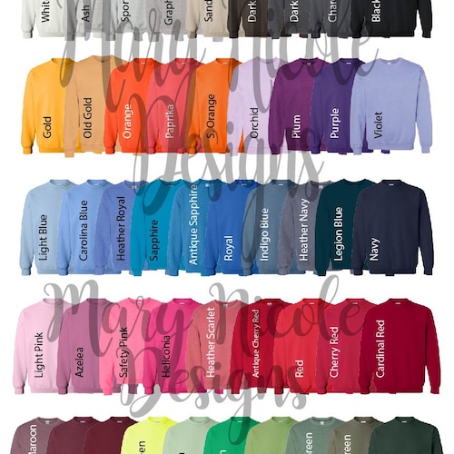 Every Color Digital File Shirt Color Chart // Tultex 241 - Etsy