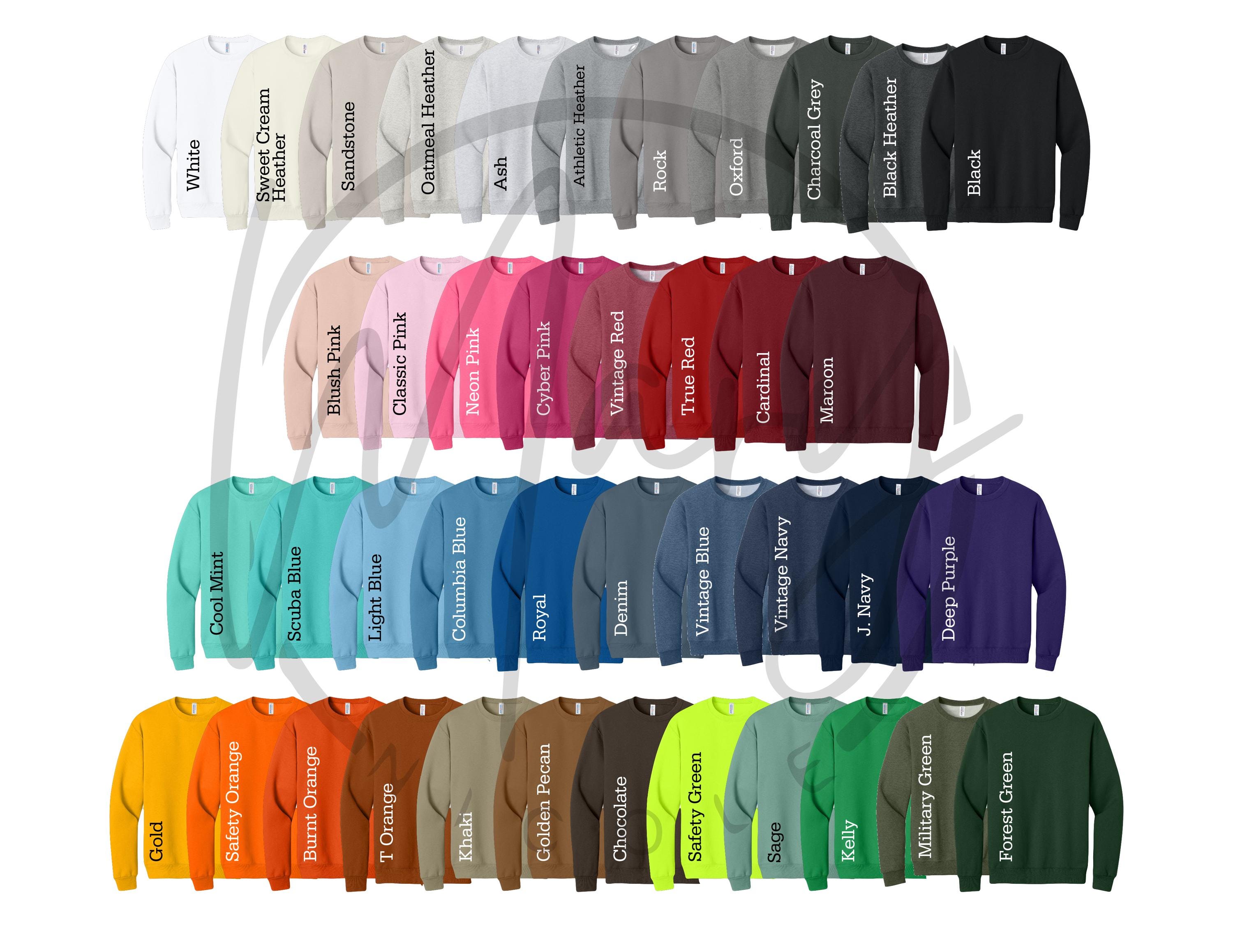 Jerzees 562 Sweatshirt Digital File Shirt Color Chart //unisex Jersey ...