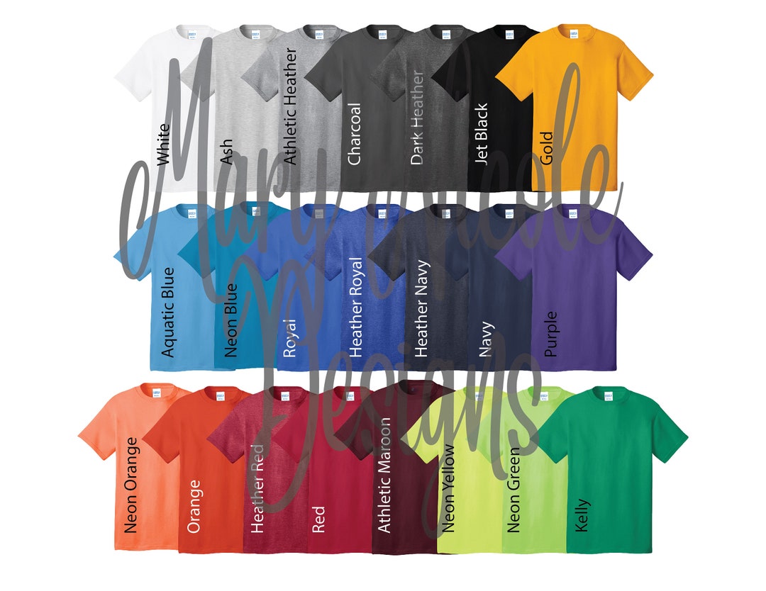 Every Color Digital File Shirt Color Chart // PORT AND COMPANY 54T ...