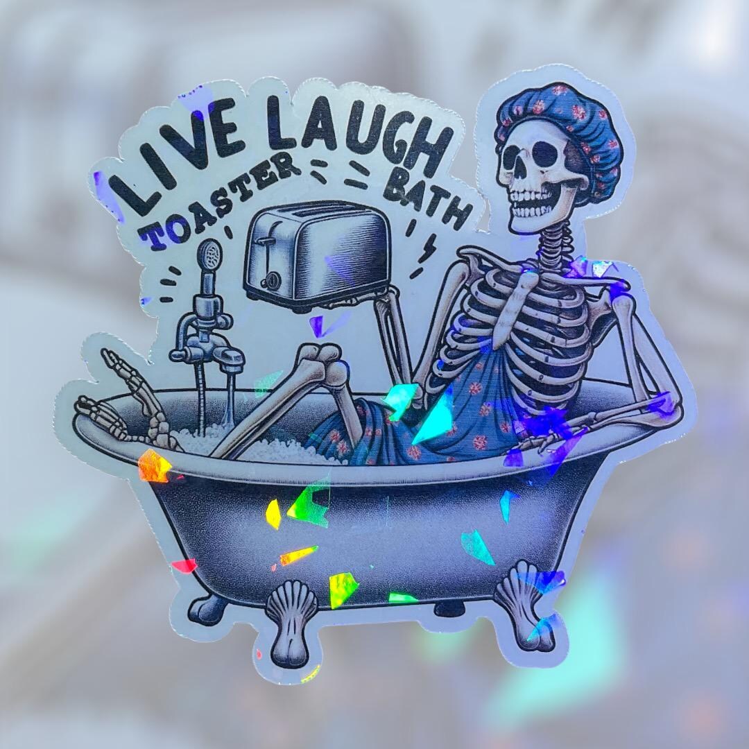 Live Laugh Toaster Bath Vinyl Decal Sticker Holographic - Etsy