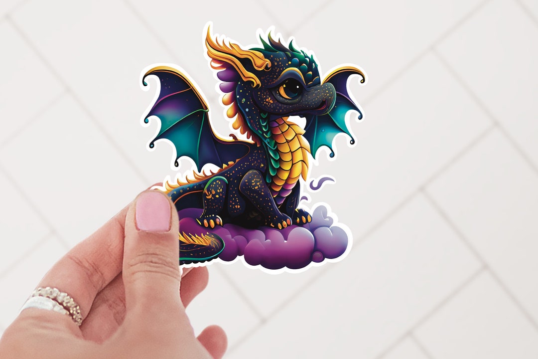 Cute Dragon Sticker Packs Black Dragon Neon Bright Dragon Rainbow ...