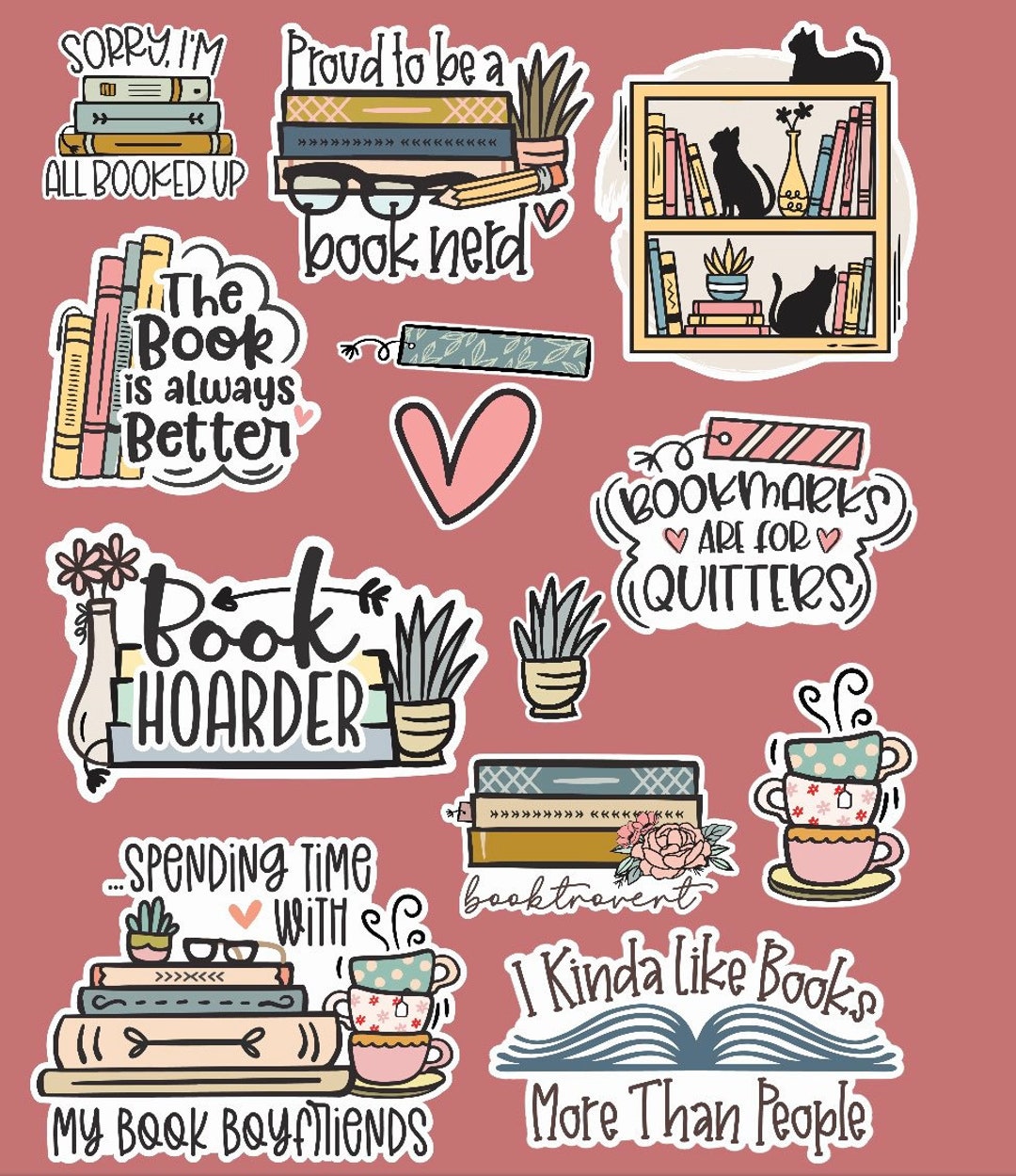 Book Lover Decal Sticker Sets - Etsy
