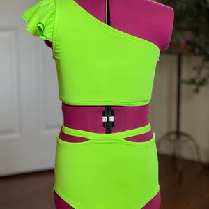 One Shoulder Ruffle Dance Top and Briefs Set, Girls Dancewear - Etsy