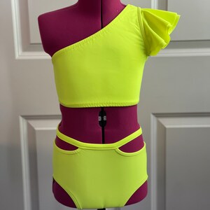 One Shoulder Ruffle Dance Top and Briefs Set, Girls Dancewear - Etsy