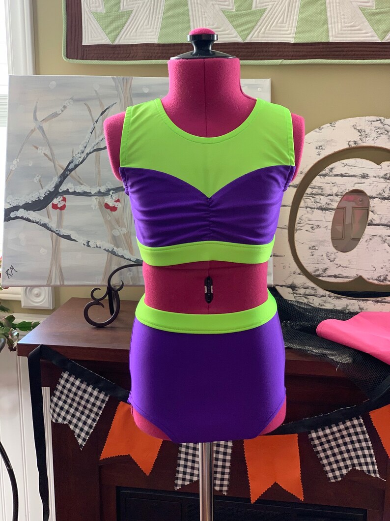 Claire 2-piece Girls Dancewear Set in Contrast Colors. Dance | Etsy