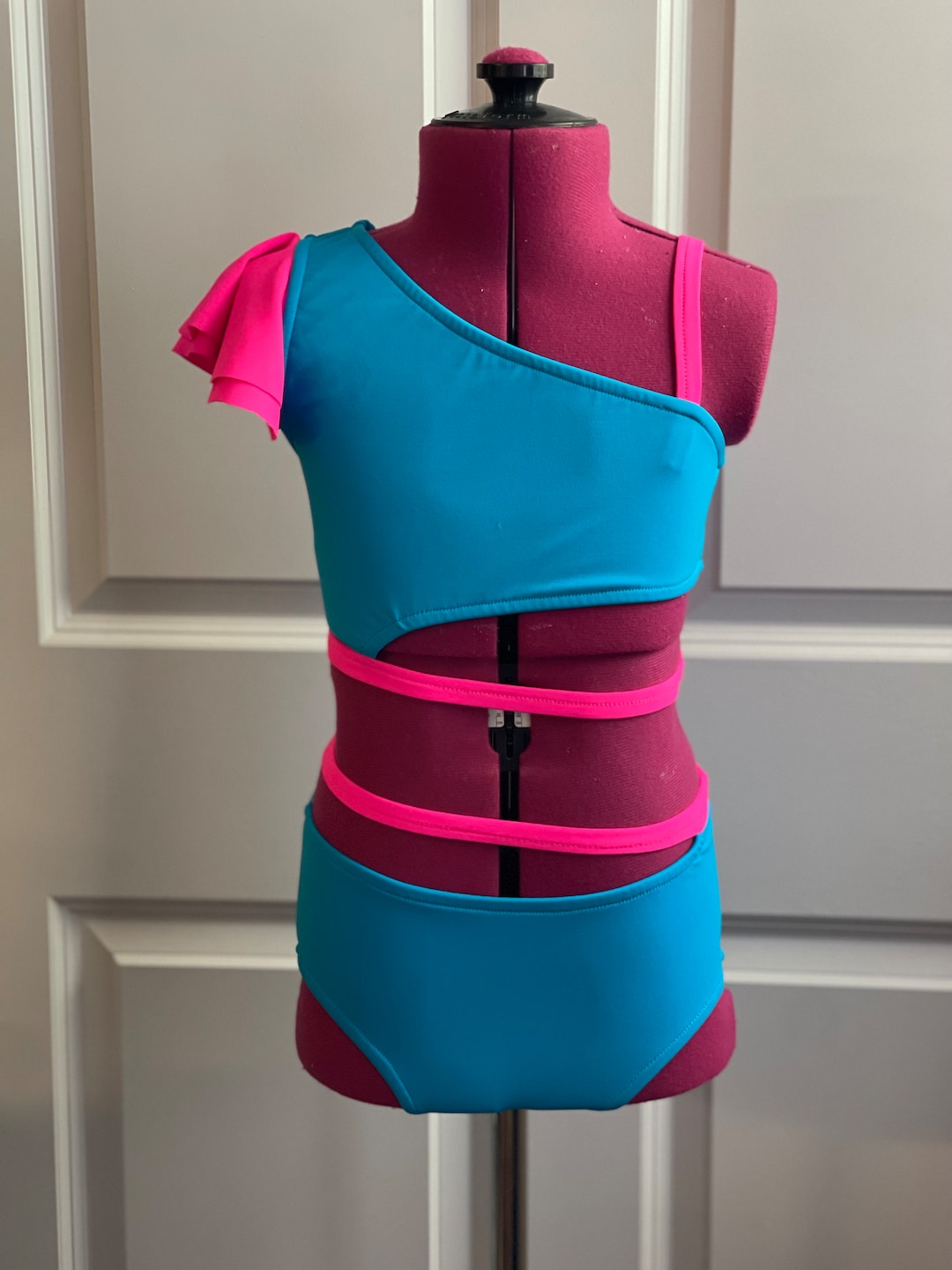 Turquoise and Pink Two Piece Dance Set, Girls Dancewear, Dance Costume ...