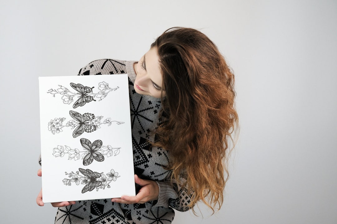 Washable Tattoos Set of Flowers Butterflies / Flower Butterly Fake ...