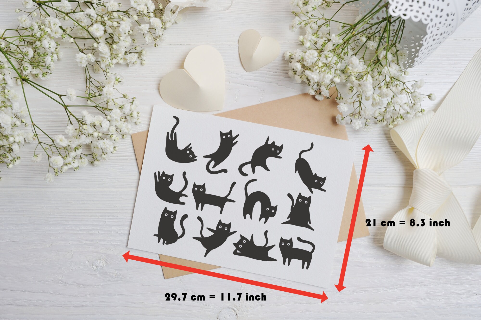 Black Cats Tattoo Washable Tattoos Set / Cats Body Decal / Cat Party ...
