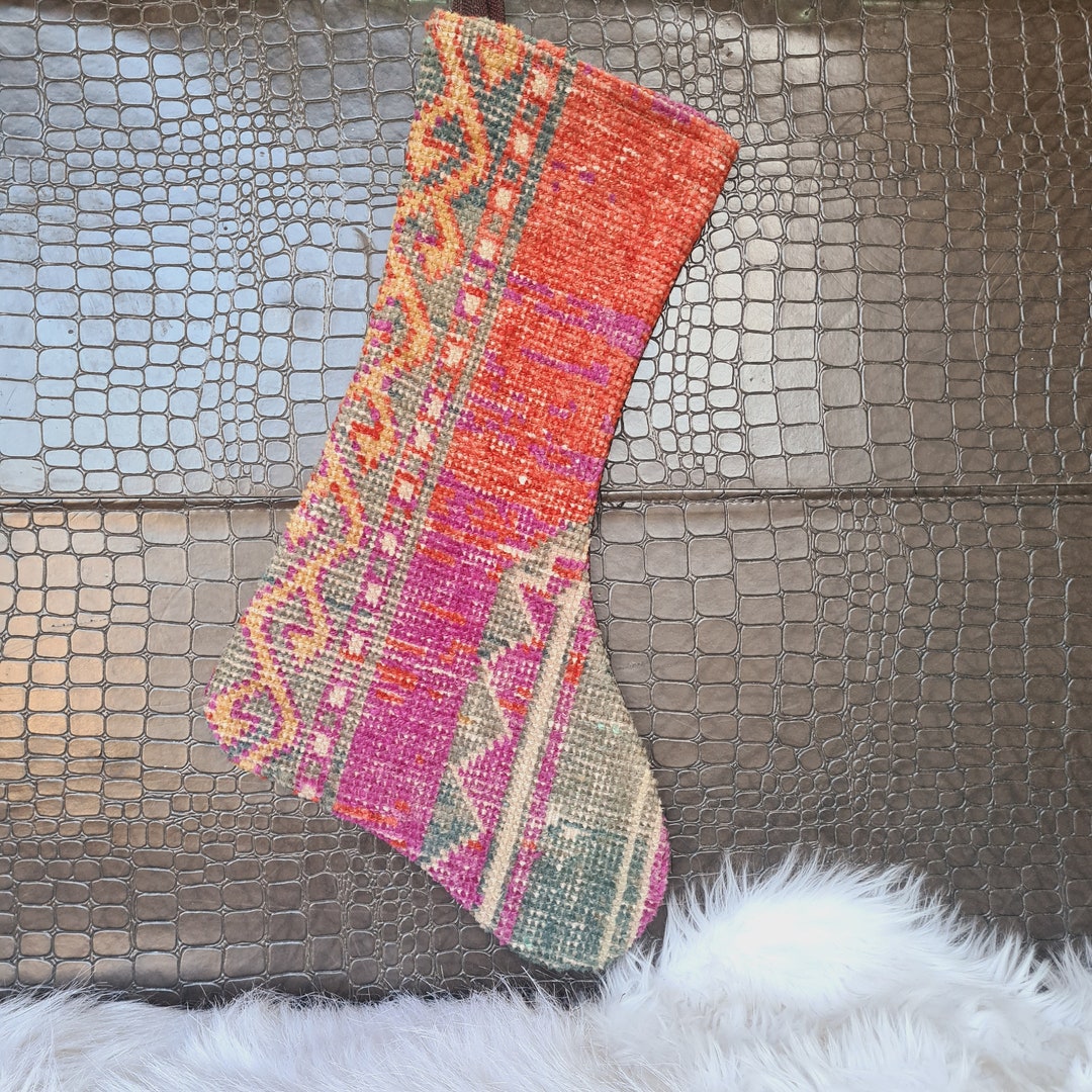 Neutral Handmade Christmas Rug Stocking Handmade Christmas - Etsy