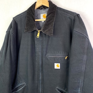 Vintage Carhartt J001 BLK Detroit Duck Blanket Line Black Jacket Made ...