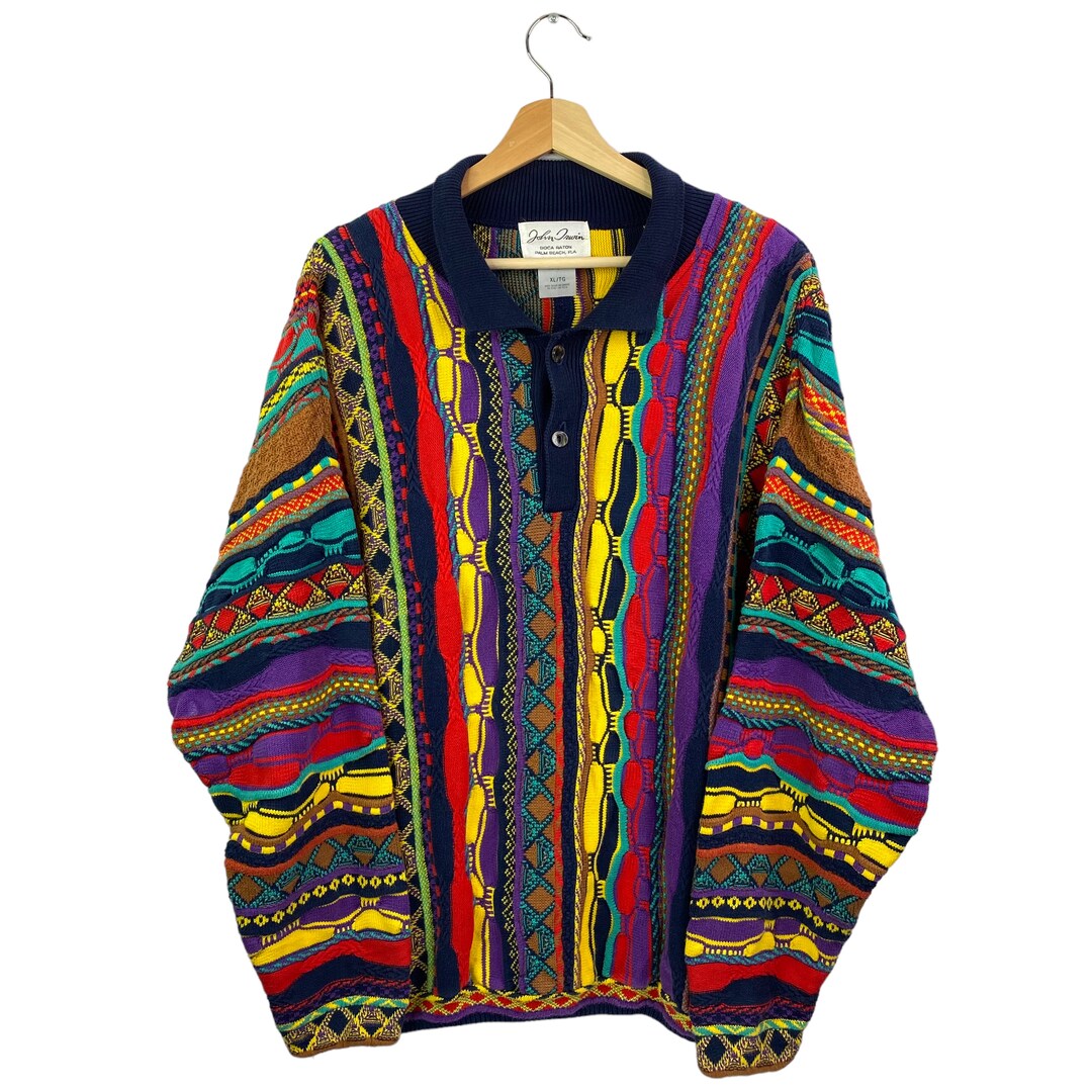 VTG Coogi Style John Orwin 90's Colorful Men's 3D Knit Biggie Cosby ...