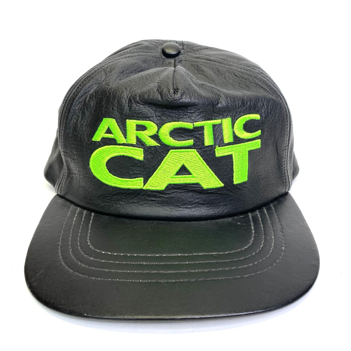 Arctic Cat Leather Hat 90s Cap Snowmobile Race Racing Team Vintage USA ...