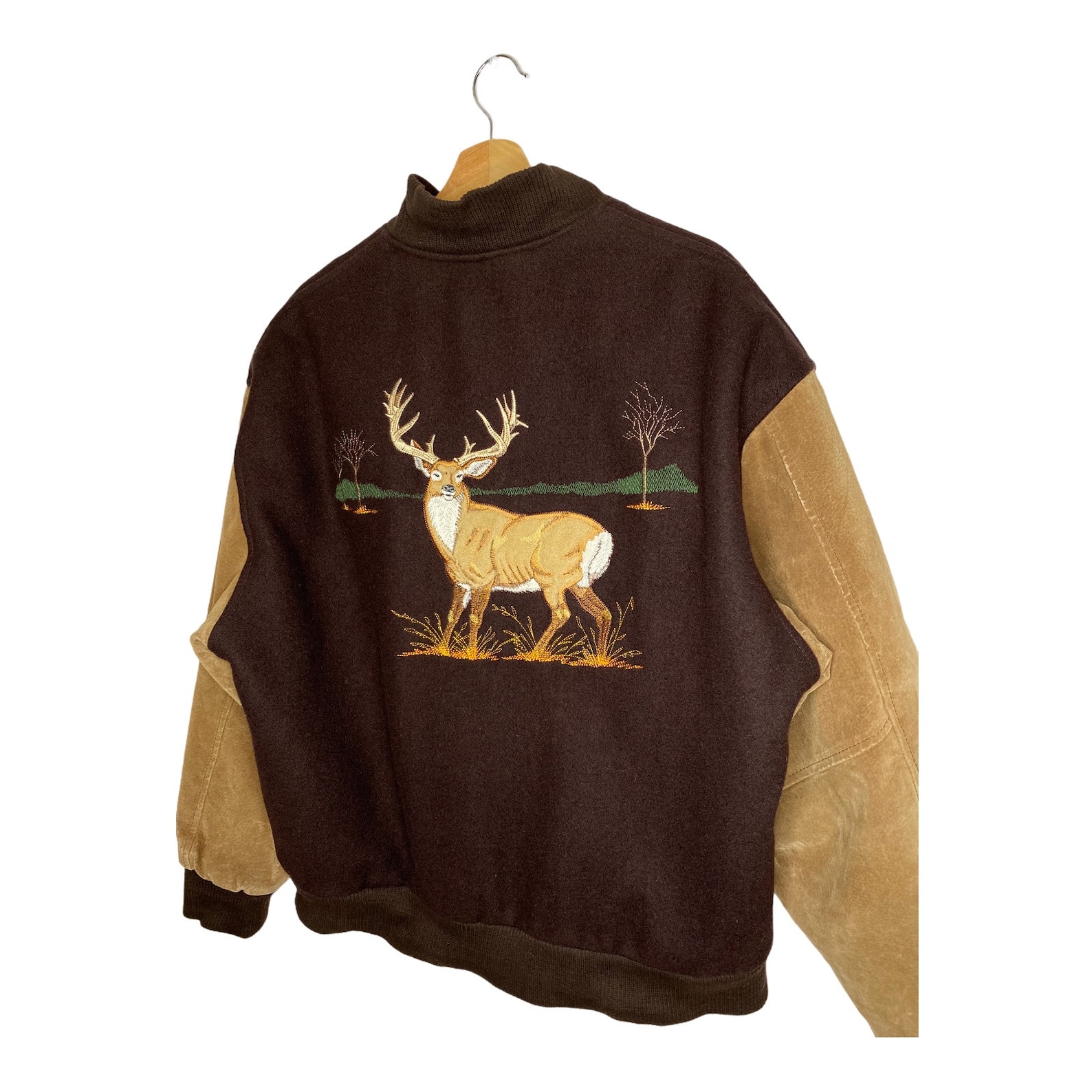 Deer Embroidered Jacket Quilt Lined Varsity Mens Size Medium | Etsy