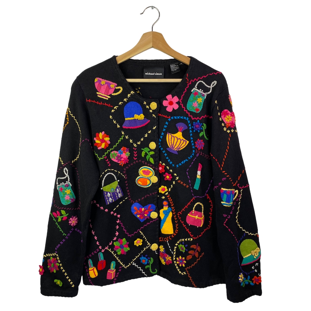 RARE 1998 Michael Simon New York Sweater Fancy Women Pop Art VTG 90s ...