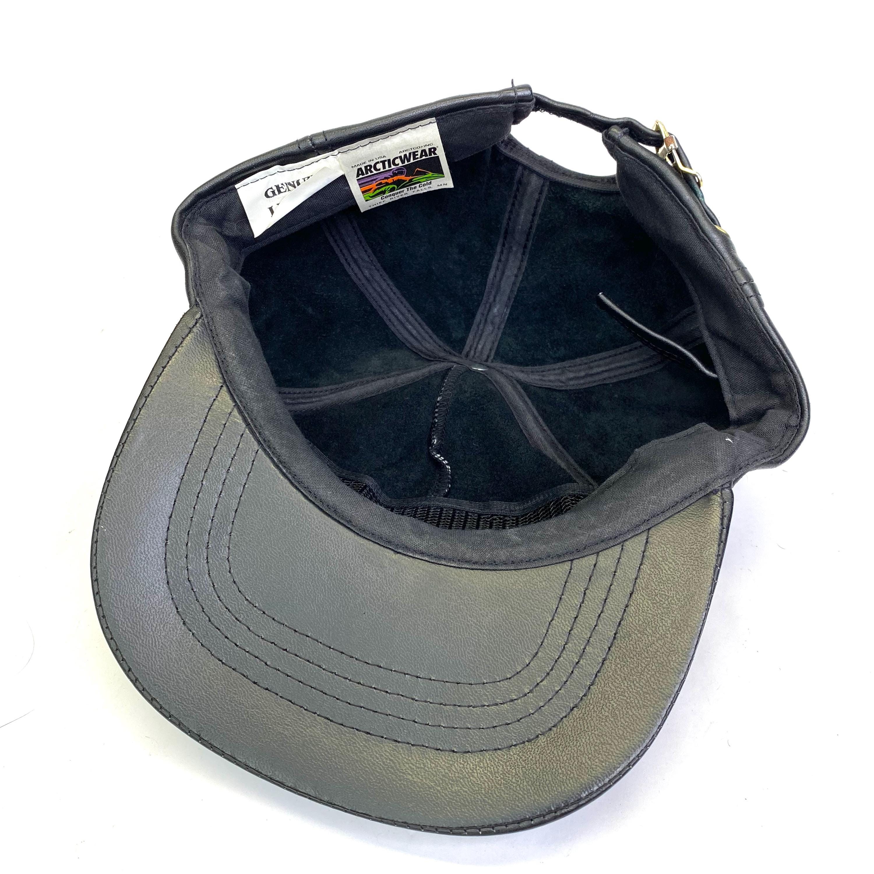 Arctic Cat Leather Hat 90s Cap Snowmobile Race Racing Team Vintage USA ...