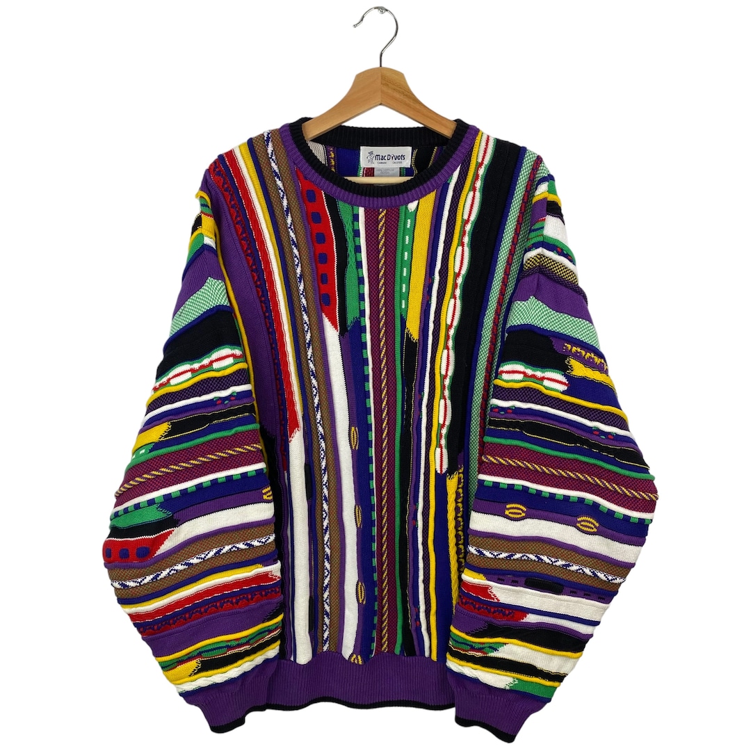 Coogi Style Foogi 3D Knit Sweater Biggie Hip Hop Euphoria Multicolor ...