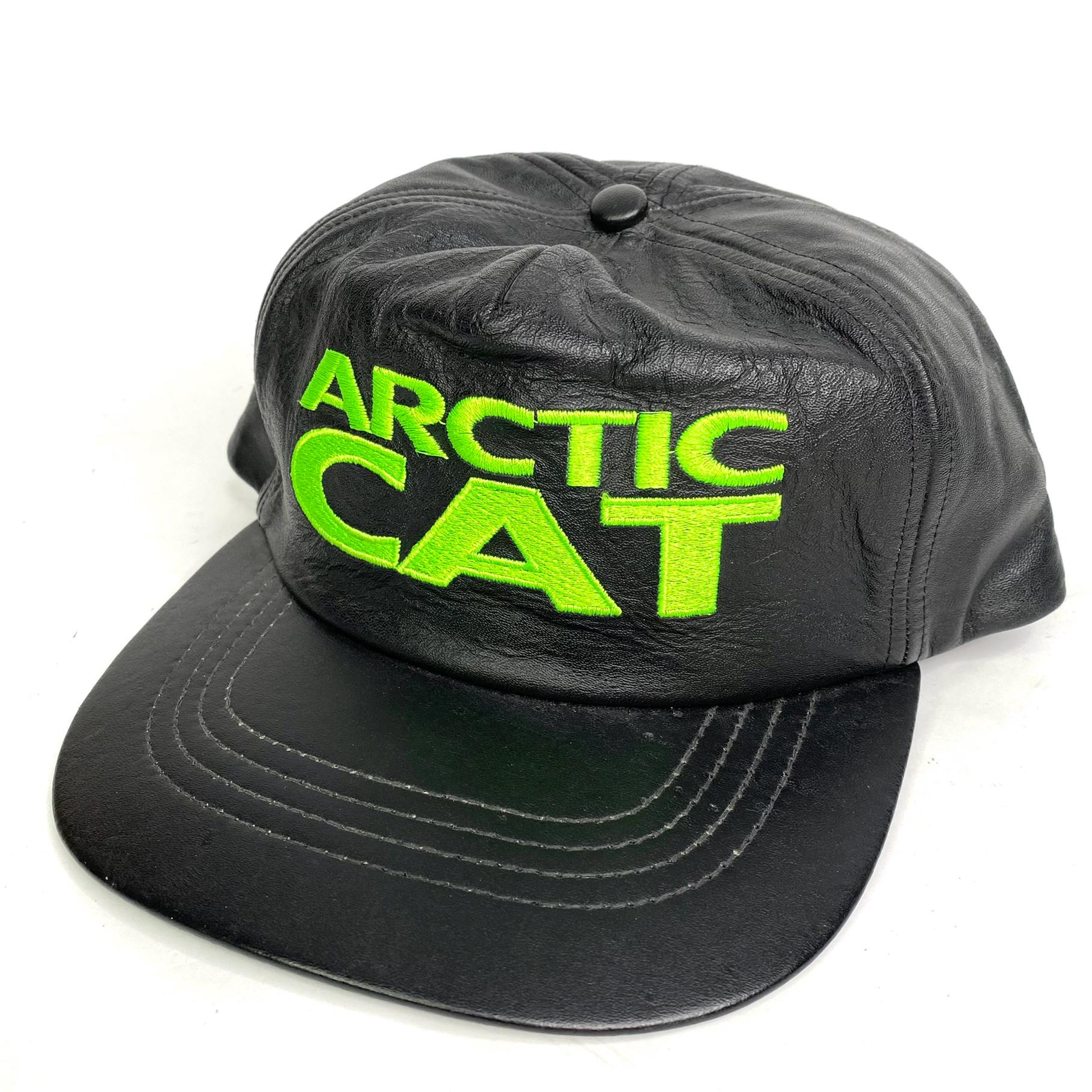 Arctic Cat Leather Hat 90s Cap Snowmobile Race Racing Team Vintage USA ...