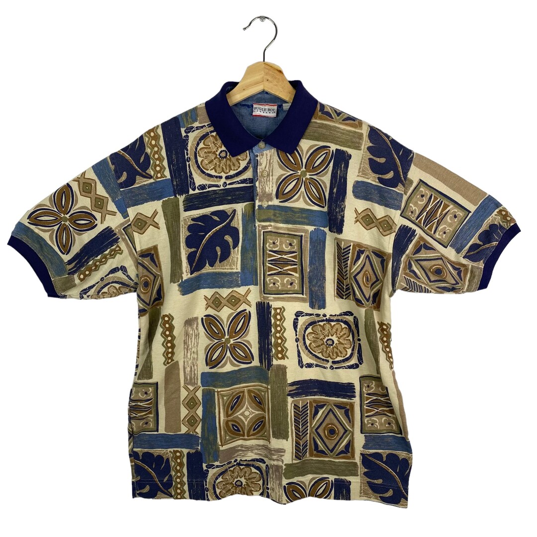 Bugle Boy Mens Polo Hawaian Vacation Golf Shirt Size M Beach Course ...