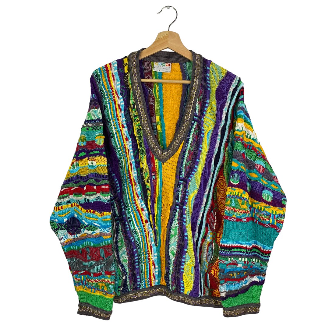 VTG 90s Authentic Coogi Australia Sweater V-neck Multi-colored Cotton ...