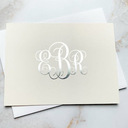 Monogram Foil Cards Monogram Thank You Cards Couple - Etsy