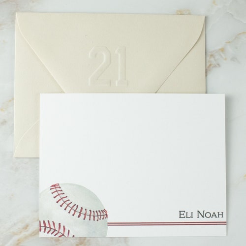 Baseball Stationery Baseball Note Cards Personalized Flat - Etsy
