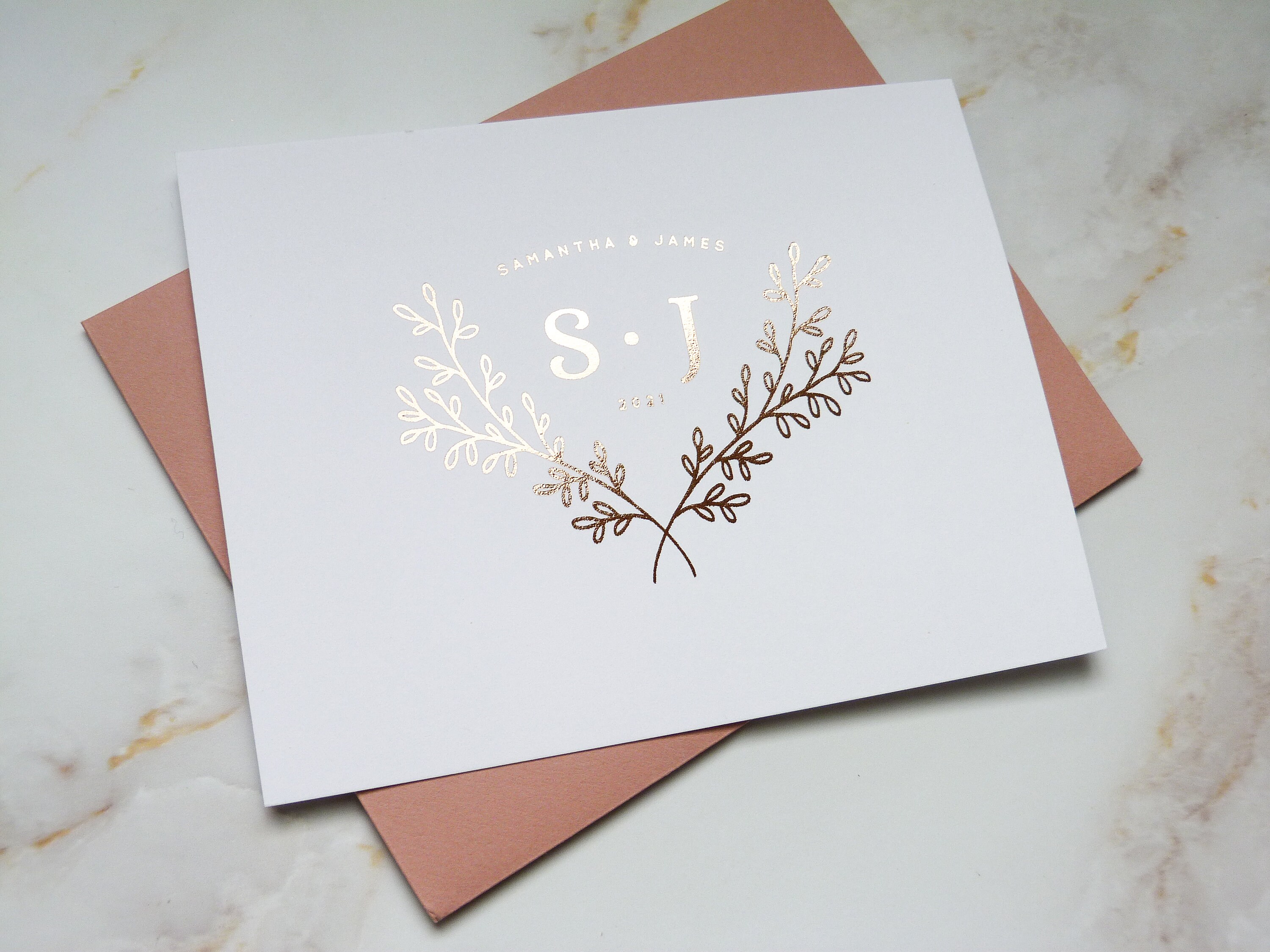 Branch Monogram Foil Cards Monogram Thank You Cards Couple - Etsy