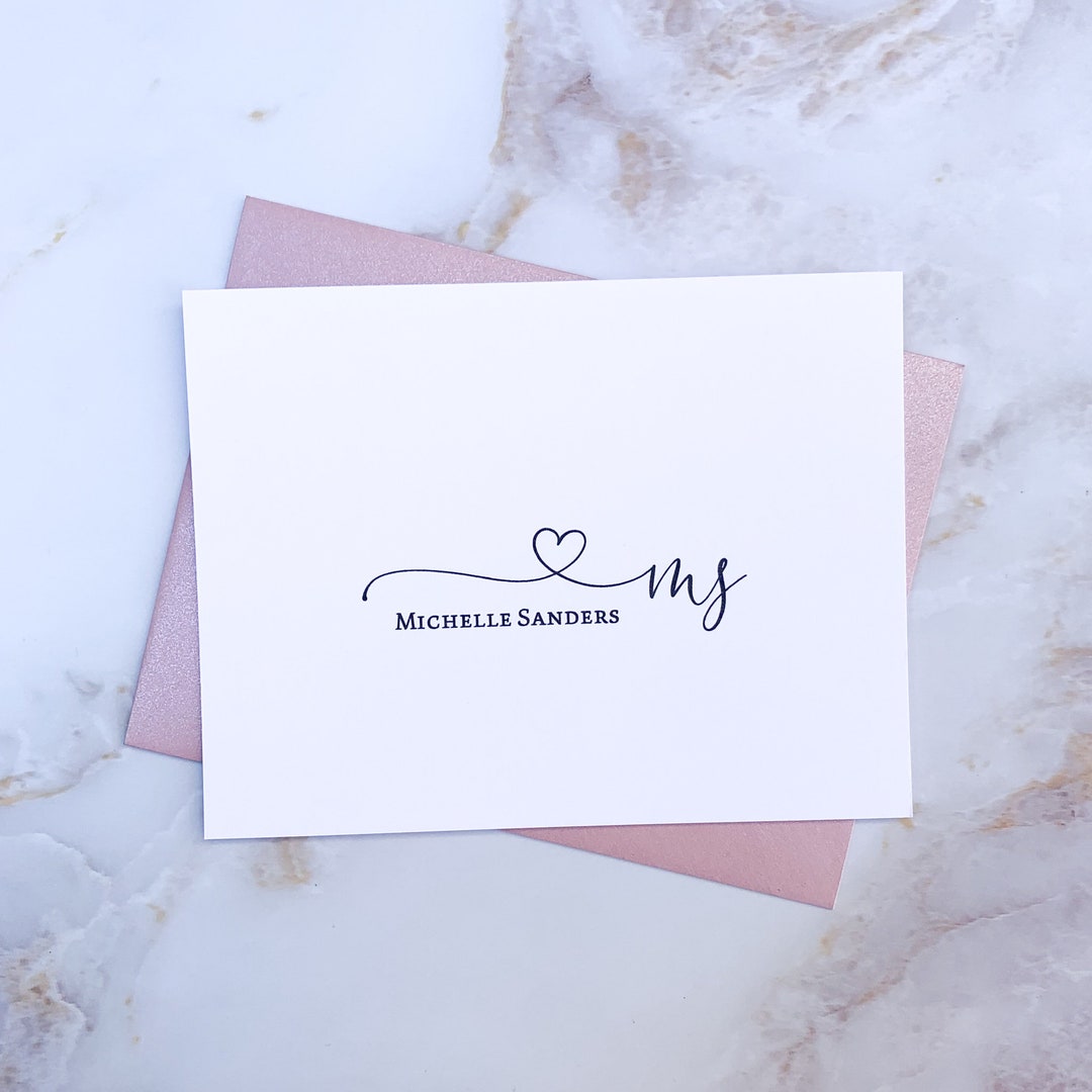 Script Heart Personalized Cards Script Heart Font Cards - Etsy