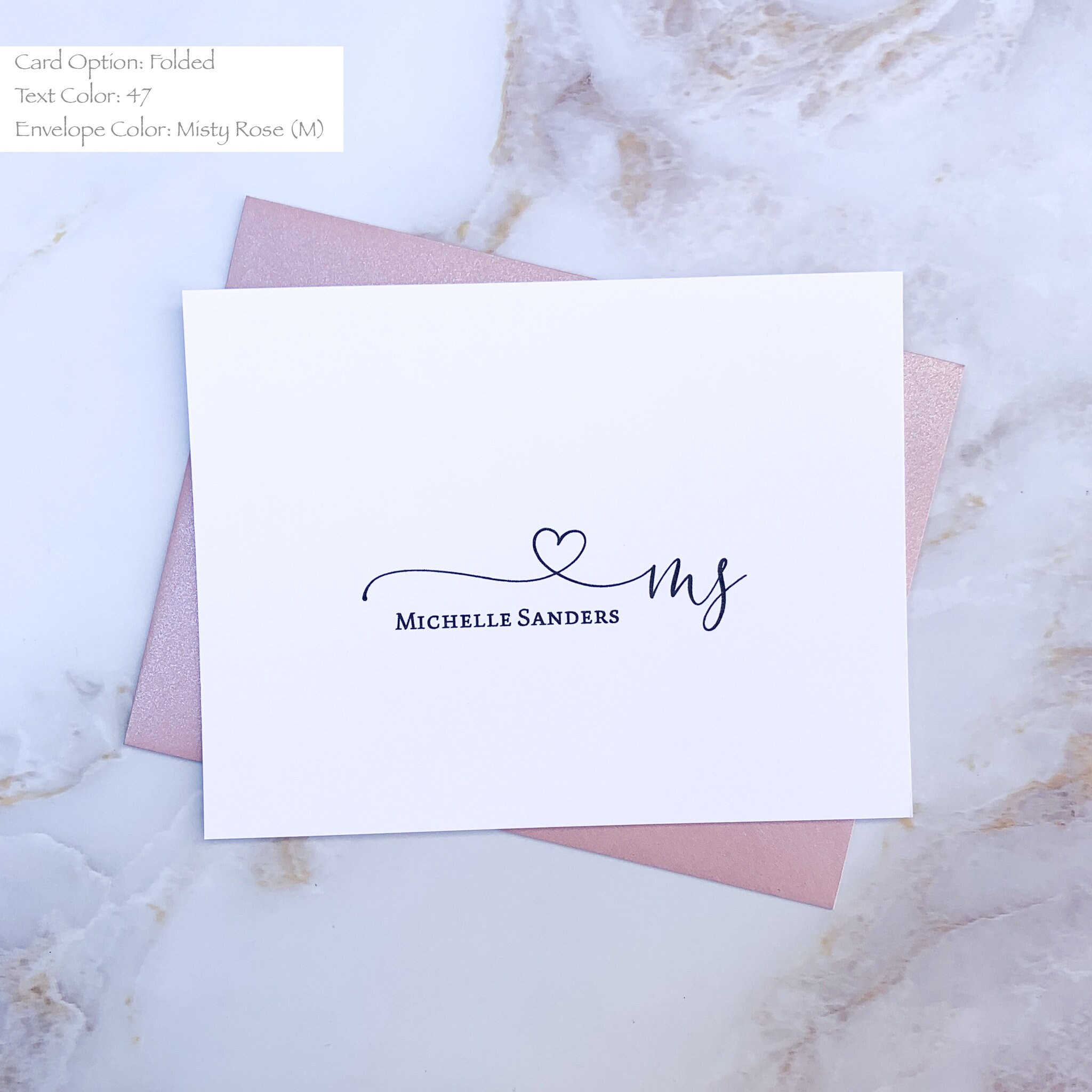 Script Heart Personalized Cards Script Heart Font Cards - Etsy