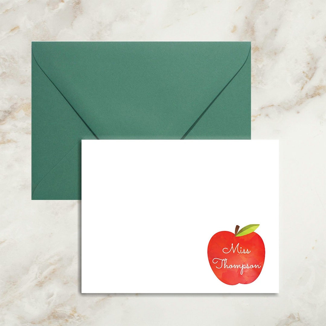 Teacher Apple Note Cards | Teacher Thank You Cards | Teacher Gift ...