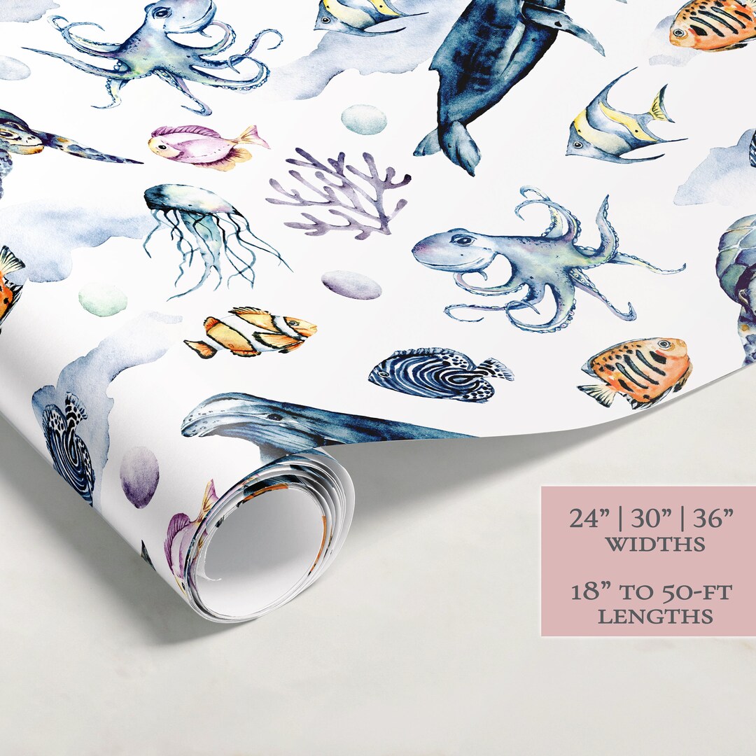 Ocean Sea Creature Wrapping Paper | Gift Wrap | Wrapping Paper Rolls ...