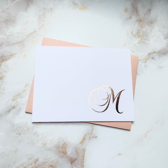 Monogram Foil Cards Monogram Thank You Cards Couple | Etsy