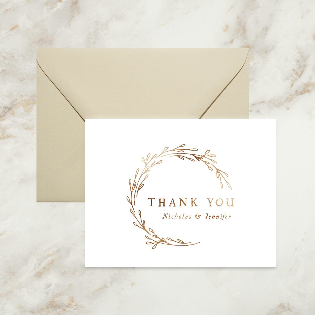 Wreath Monogram Foil Cards | Monogram Thank You Cards | Couple ...