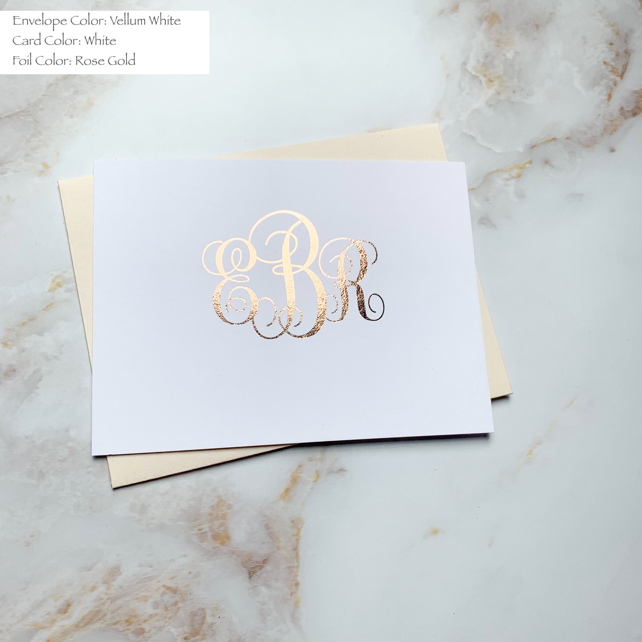 Monogram Foil Cards Monogram Thank You Cards Couple | Etsy