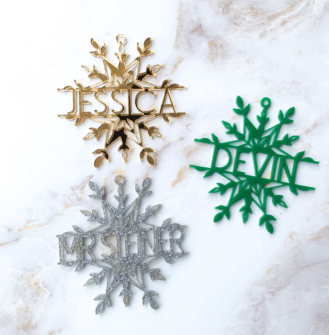 Snowflake Acrylic Tag | Personalized Christmas Stocking Tag | Gift Name ...