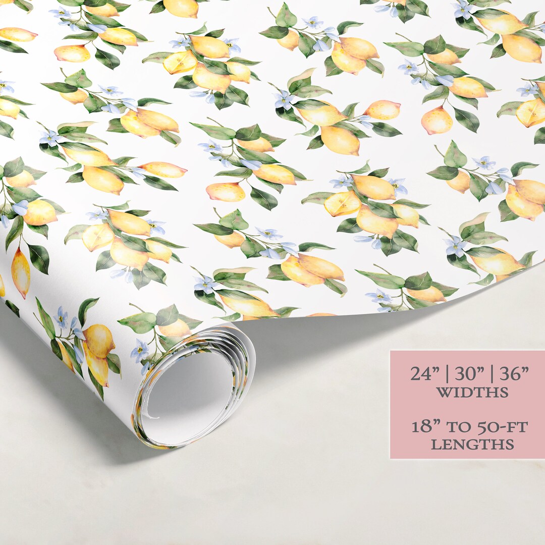 Lemon Wrapping Paper | Floral Gift Wrap | Wrapping Paper Rolls | Gift ...