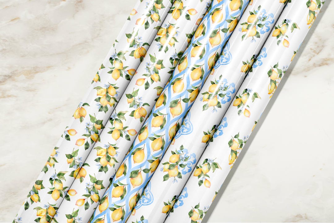 Lemon Wrapping Paper | Floral Gift Wrap | Wrapping Paper Rolls | Gift ...