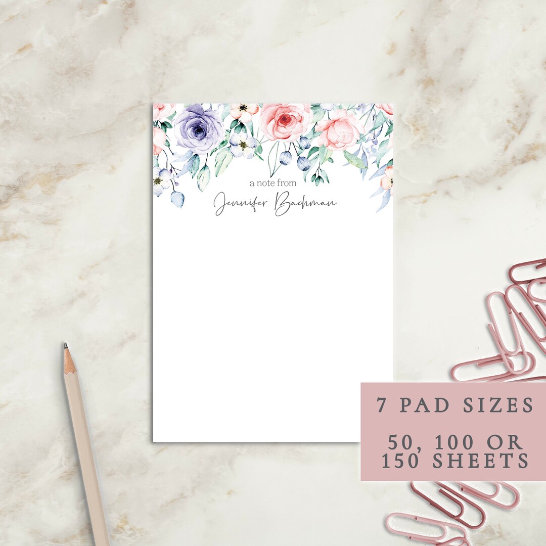 Flower Personalized Notepad | Custom Writing Pad | Teacher | Writing ...
