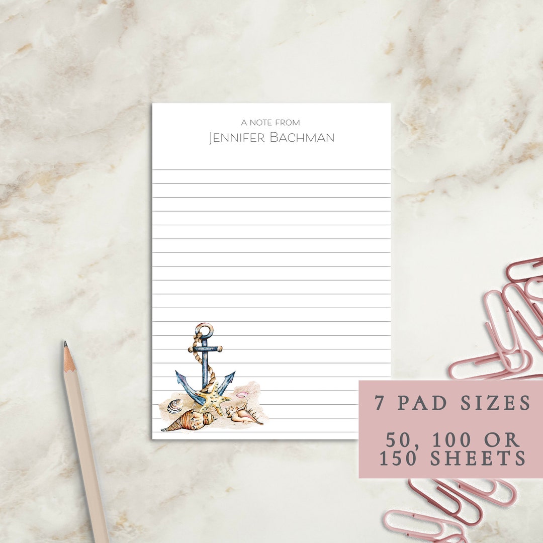 Anchor Beach House Notepad | Custom Writing Pad | Stationery | Writing ...