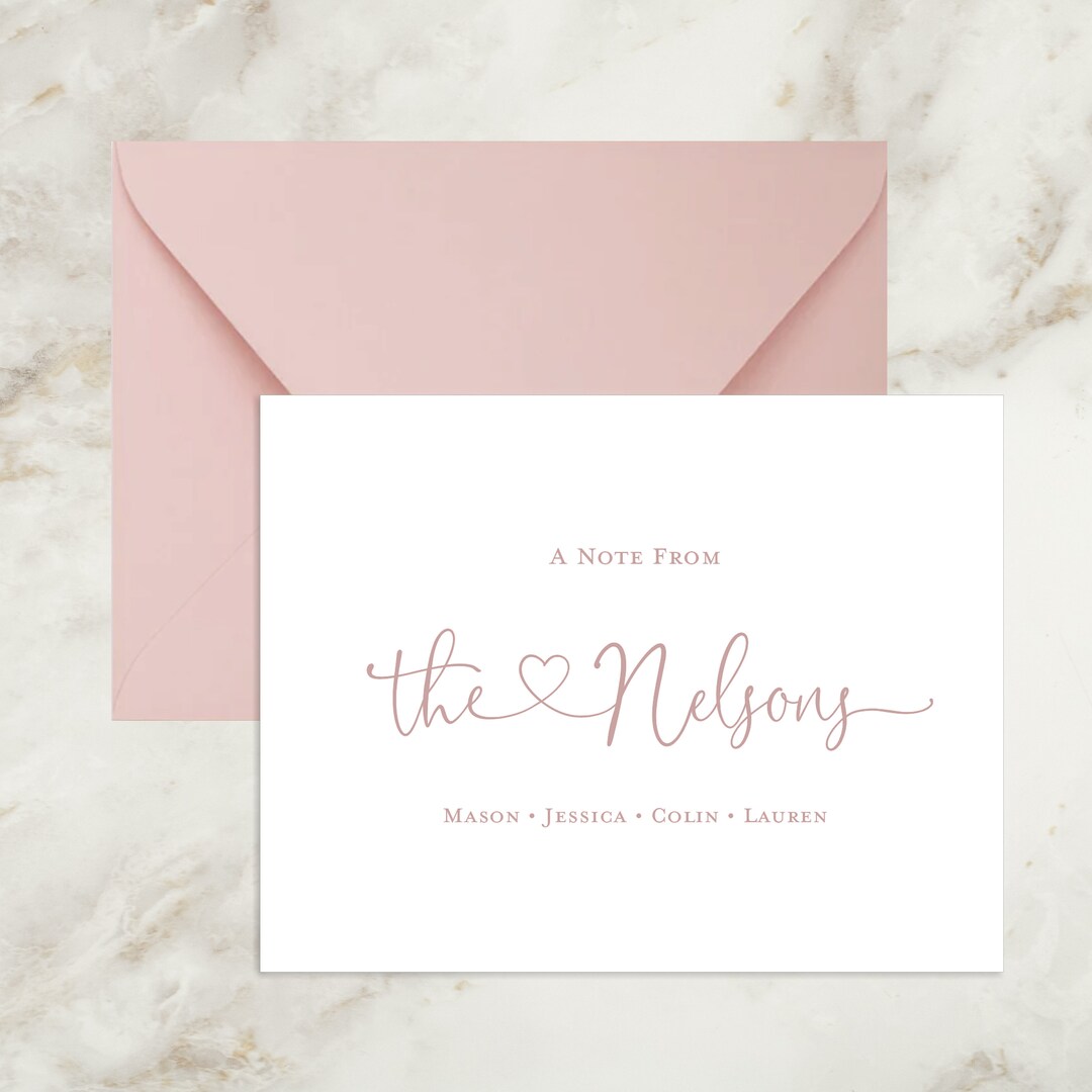 A Note From From Personalized Family Cards | Script Heart Font Cards ...