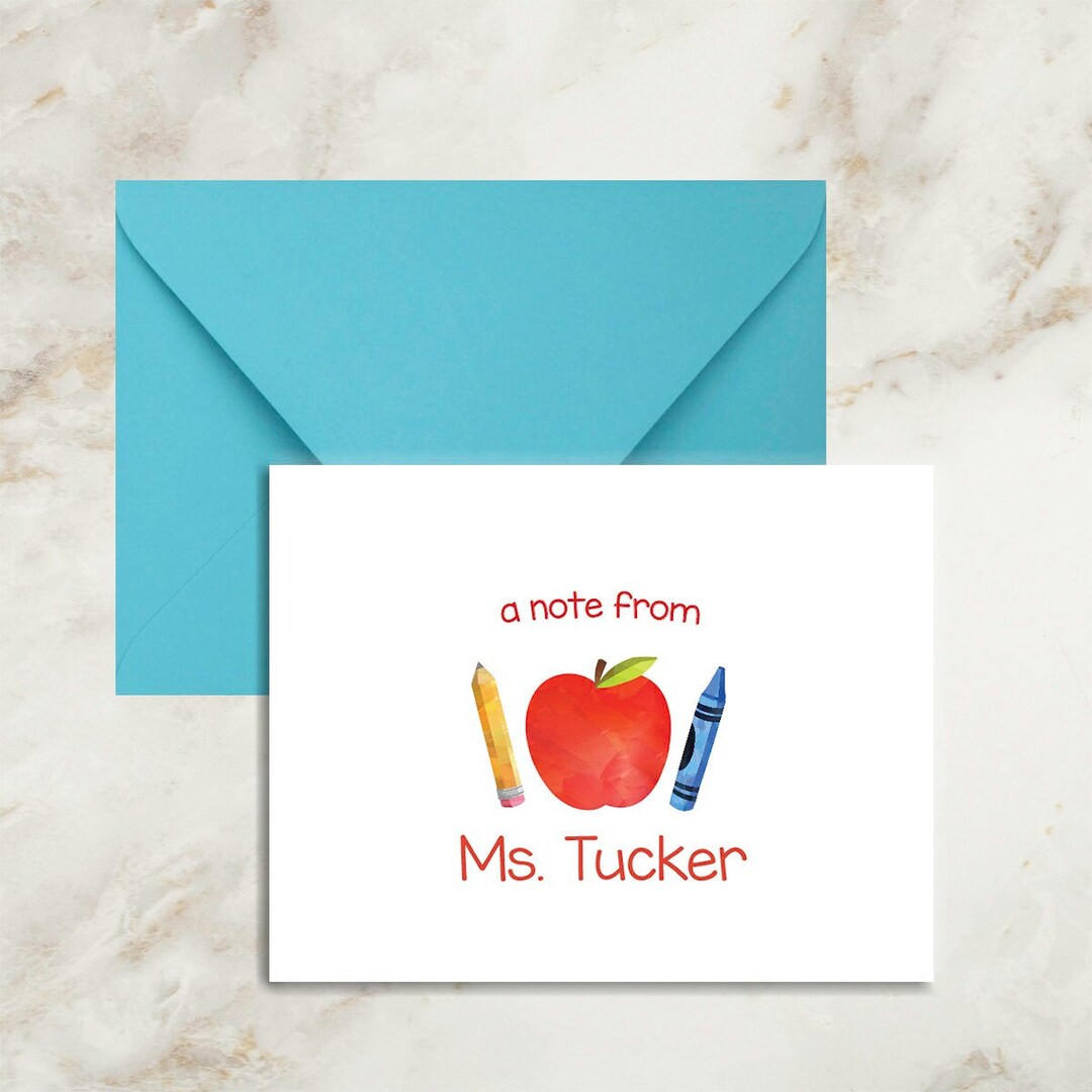 Teacher Apple Pencil Note Card | Teacher Thank You Cards | Teacher Gift ...