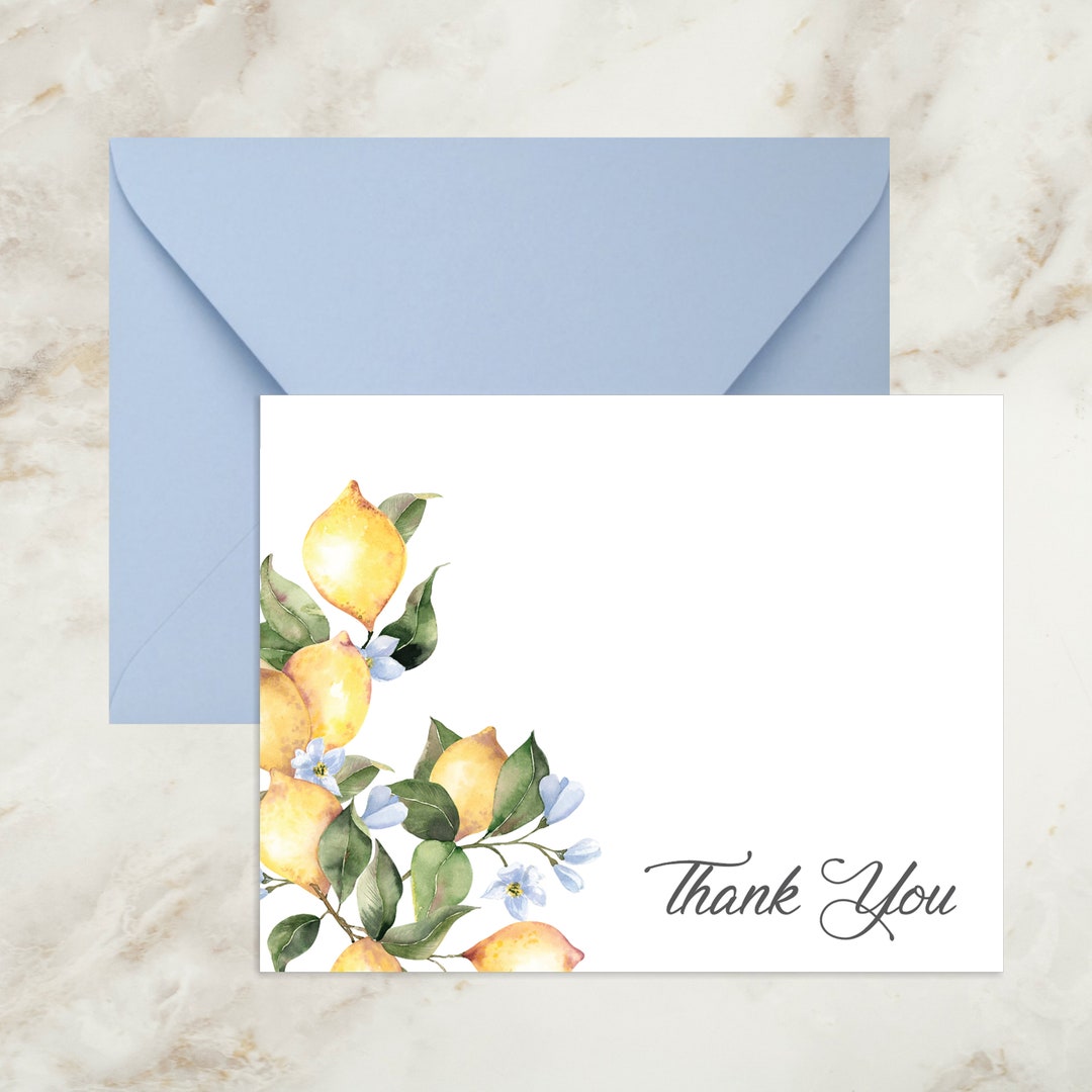 Lemon Thank You Cards | Stationery Cards | Citrus Note Cards | Thank ...