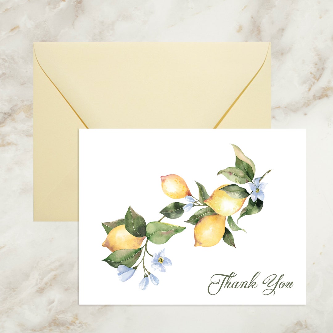 Lemon Thank You Cards | Stationery Cards | Citrus Note Cards | Thank ...